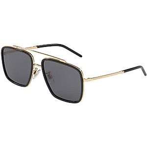 Dolce & Gabbana Modern Polarized Rectangular Sunglasses, Multicoloured (Gold/Black), 57