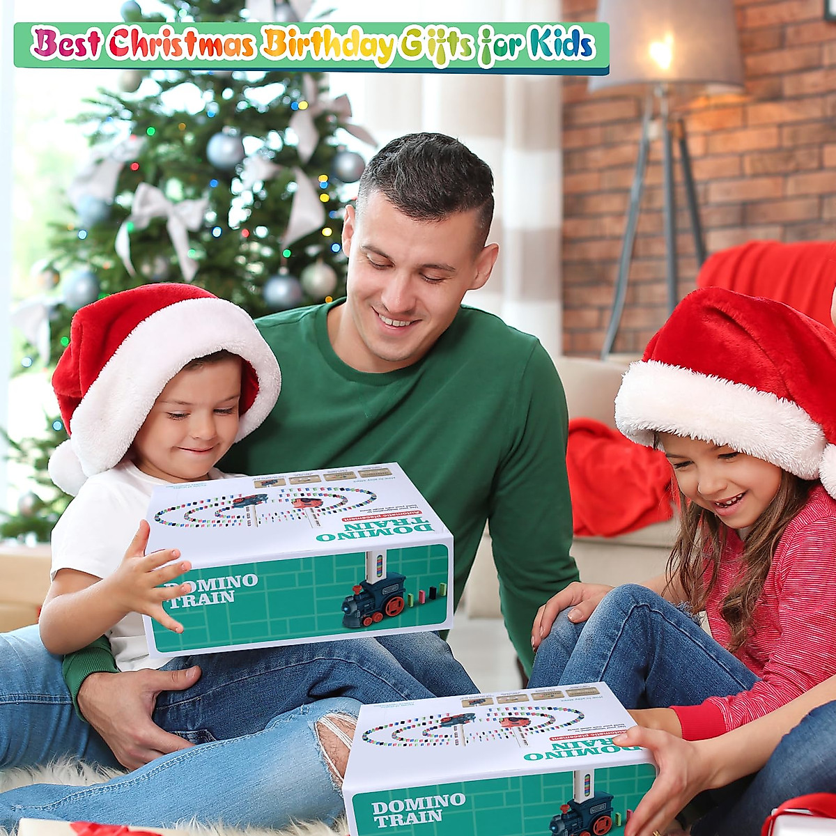 CLAPET Domino Train Sets Toys for Kids Ages 3-8, 120PCS STEM Building Montessori Toys Gifts for 4 5 6 7 Year Old Boys Girls Toddler