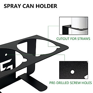 Ecqizer 2 Pack 5 Can Holes Spray Can Holder Matte Black Aerosol Can Holder Rack Heavy Duty Spray Can Organizer Wall-Mounted Spray Paint Can Holder for Garage Organization and Workspace Storage