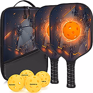 Pickleball Paddles, USAPA Approved Carbon Fiber/Graphite Face Lightweight Pickleball Set with Pickleball Rackets, Pickle Ball Paddle ​for Men, Women and Children