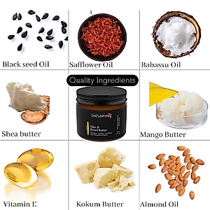 BAHAWAT Hair & Beard Butter for Men Leave-in Conditioner - Oud & Sandalwood - Strengthen, Soften & Moisturize – Organic, Natural Ingredients | The Best Beard Butter - 2 oz