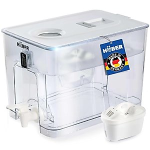 HUBER Extra Large 40 Cup Water Filter Pitcher Dispenser for Fridge and Countertop, 2.5 Gallons with Filter, Water Purifier, Filtered Water Dispenser