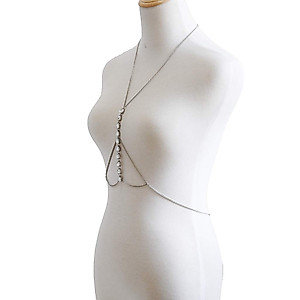 Bmirth Sexy Body Chain Silver Bikini Bra Chain Beach Waist Belly Chain Body Jewelry for Women and Girls (F)