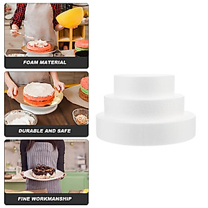 BESTonZON Wedding Cake Stand Round Cake Foam 3Pcs Round Cake Foams Cake Dummies Round Cake Foam Display Foam Cake Dummies for Decorating Practice Mould Cake Dummies Candy Set