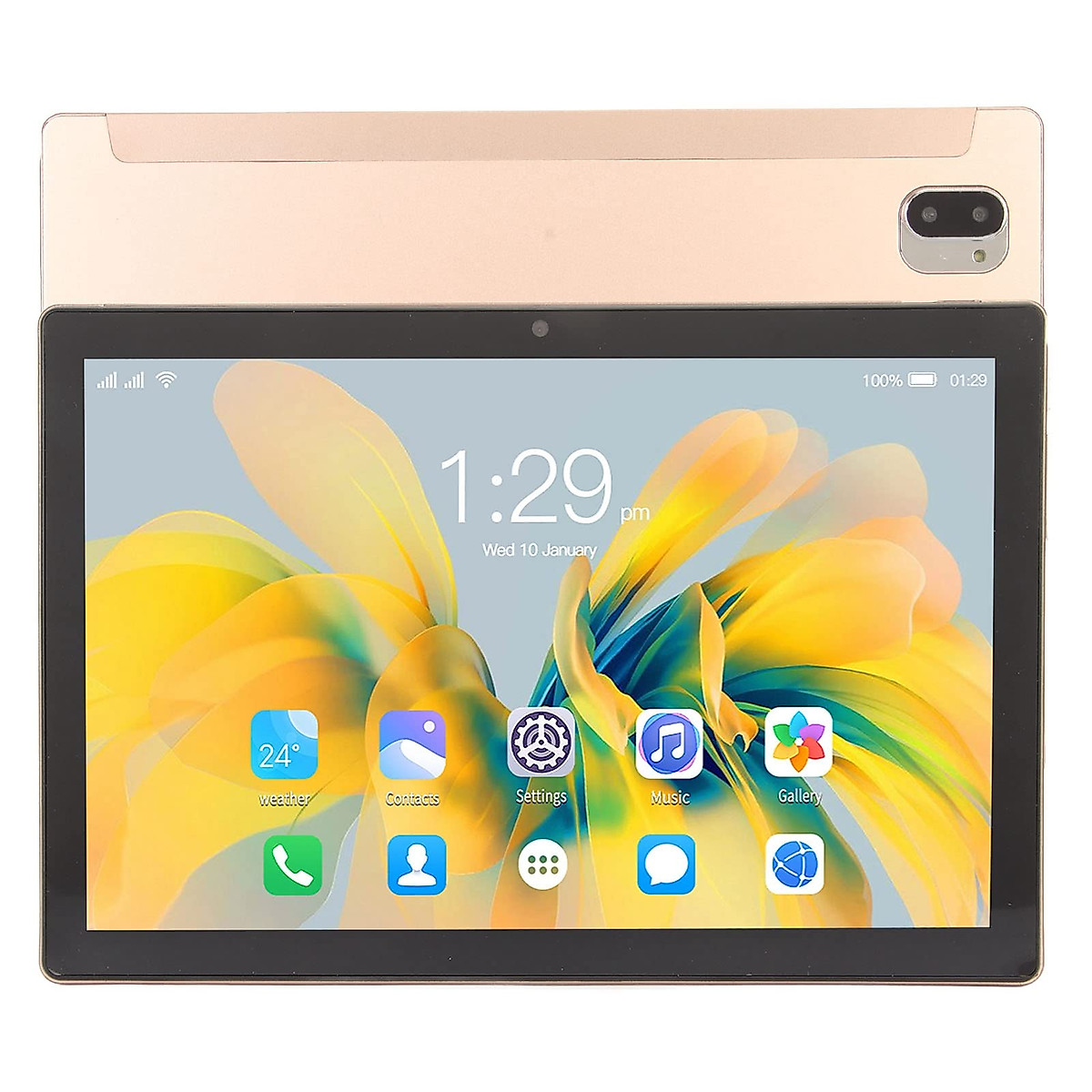 Airshi Tablet PC, 3 Card Slots 10.1 Inch FHD Aluminum Alloy Desktop Tablet for Travel (US Plug)