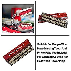 56 Pcs False Teeth Dental Complete Acrylic Resin Denture Teeth, 2 Set Whole Teeth Synthetic Polymer Denture Tooth, 23 Shade A2 Upper + Lower Dental Materials for Replacement, DIY, or Halloween