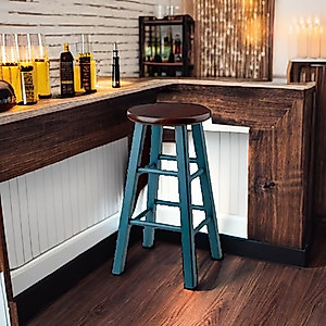 Winsome Wood Ivy model name Stool Rustic Teal/Walnut 13.4x13.4x24.2