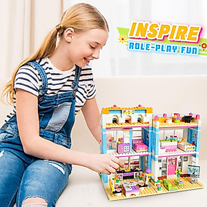 EP EXERCISE N PLAY Friends House Swimming Pool Water Park Building Kit with Storage Box, Creative Roleplay Building Blocks Toy Birthday Gifts for Kids Girls Aged 6-12 (1736 Pieces)