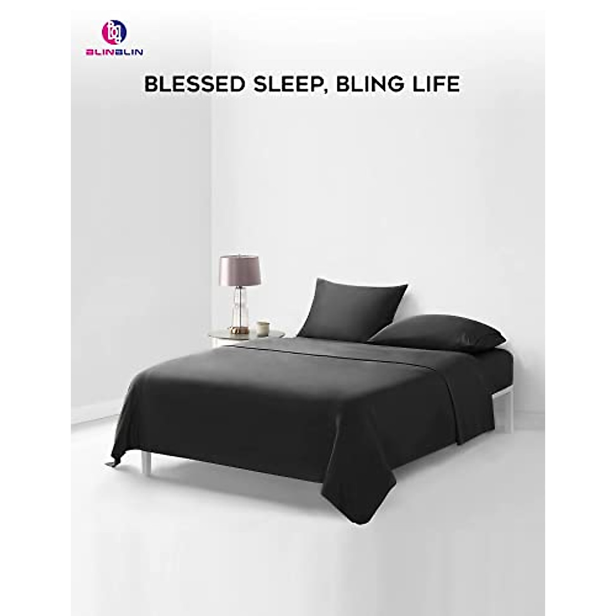 BB BLINBLIN Bamboo Soft and Breathable Duvet Cover for Weighted Blankets (60''x80'') - Black Print