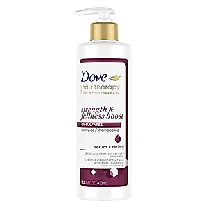 Dove Hair Therapy Shampoo For Thin, Fine Hair Strength and Fullness Boost Sulfate Free Shampoo for 2X Visibly Fuller, Thicker Hair 13.5 oz