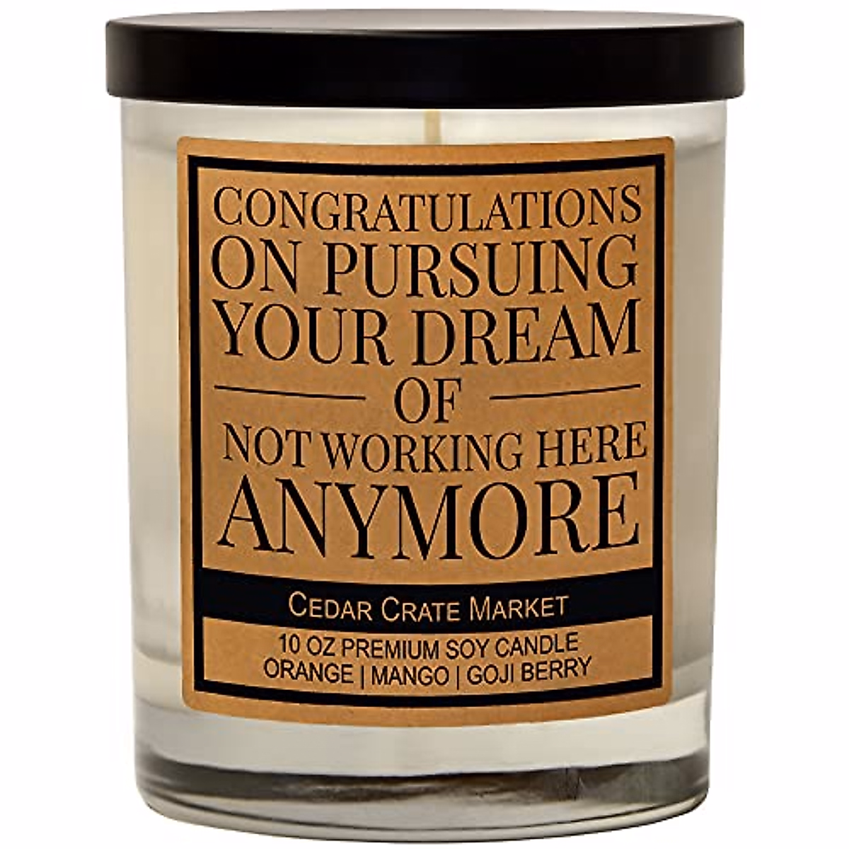 Congrats on Pursuing Your Dream of not Working Here Anymore - Congratulations, Going Away Gift for Coworker, Farewell Gifts for Coworker, Boss Leaving, New Job Gift for Women, Men, Funny Candle Gift