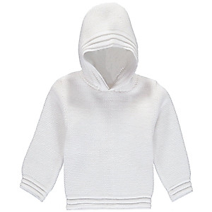 Julius Berger Personalized Baby Gifts - Monogram Included, Zip Back Baby Sweater, Hoodies, Cardigan, Made in USA - 6 Months - White