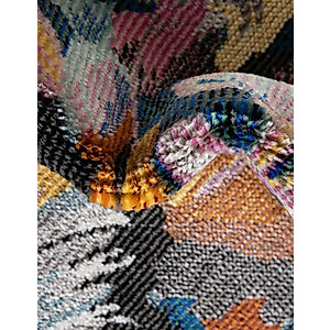Unique Loom Blossom Collection Area Rug - Negril (4' x 6' Rectangle, Multi/ Black)