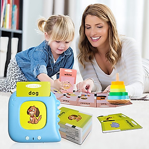 Talking Flash Cards Learning Toys for 1-6 Year Old Boys Girls, Toddlers Educational Speech Therapy Toys with 112 Pcs Flashcards 224 Words, Preschool Montessori Toys and Birthday Gift for Kids (Blue)