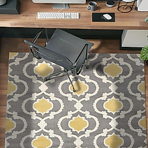Rugshop Moroccan Trellis Contemporary Perfect for high Traffic Areas of Your Living Room,Bedroom,Home Office,Kitchen Area Rug Gray/Yellow 5'3" x 7'3"
