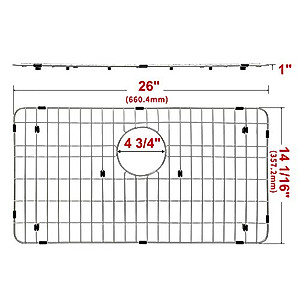 LQS Stainless Steel Kitchen Sink Bottom Grid and Sink Protector, Protective Sink Grid 26 x 14 Inches with Rear Drain for Single Sink Bowl