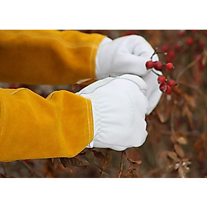 Suse's Kinder Garden Gloves for Women, Thorn Proof Rose Pruning Gloves with Kevlar Lining (Yellow/White, XS)