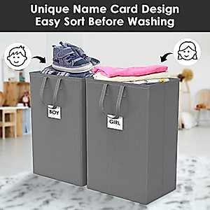 75L Large Laundry Hamper with Handles, Dirty Clothes Hamper for Bedroom Waterproof, Freestanding Tall Laundry Basket Waterproof, Hamper for Bedroom, Bathroom, Dorm, Toys Storage(Grey）