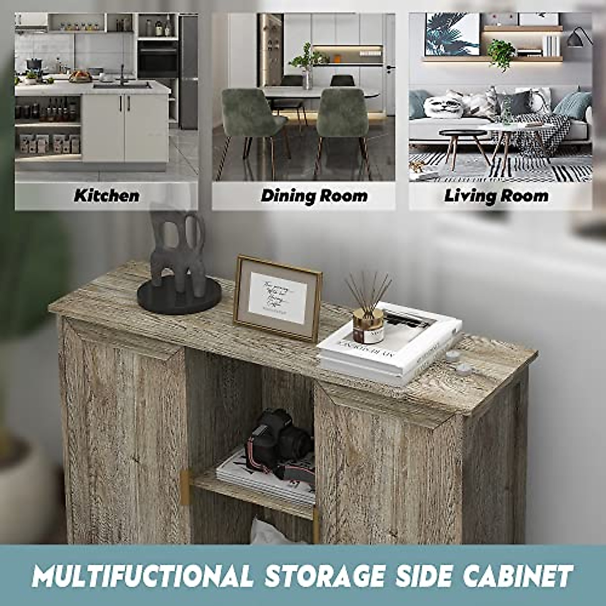 TaoHFE Farmhouse Buffet Cabinet,Farmhouse Credenza Cabinet,Farmhouse Sideboard Storage Cabinet,Coffee Bar Cabinet Buffet Table Thin Cabinet for Narrow Spaces Entry Cabinet Hallway Cabinet Dining Room