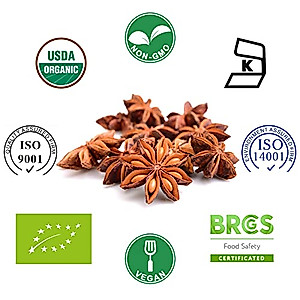 Sun I’farm Organic Star Anise, Chinese Star Anise Whole 3oz(85g), Fresh, Pure and Dried Anise Pods, Great for Cooking, Baking and Tea (3 ounce)