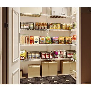 X-cosrack Metal Wire Basket Pantry Basket Foldable Cabinet Organizer with Handles-6 Pack-12"x9"X6", Food Storage Freezer Organizer Bins for Kitchen Bathroom Laundry Closet Garage - Patent Design