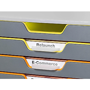 Durable varicolor Stackable Plastic Drawer Box, 10 Drawers, Letter to Folio Size Files, 11.5" x 14" x 11", Gray