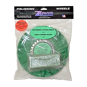 Zephyr Products AWG58-8WB Green 8" Hall Airway Buffing Wheel with 1 LB Green Bar Medium/Lite Cut, 1 Pack