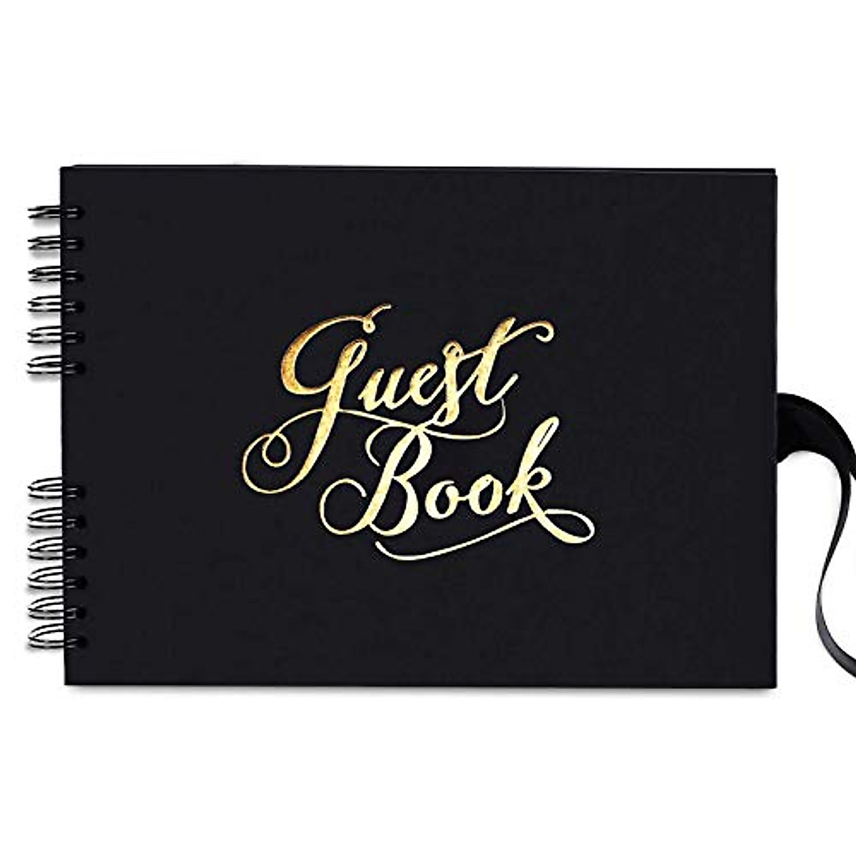 KIJETA Black Polaroid Guest Book for Wedding, Funeral, Baby Shower, Birthday, Bridal Shower, Graduation Party, 50th Anniversary - 11.5” x 8.5”, 80 Blank Pages Guestbook