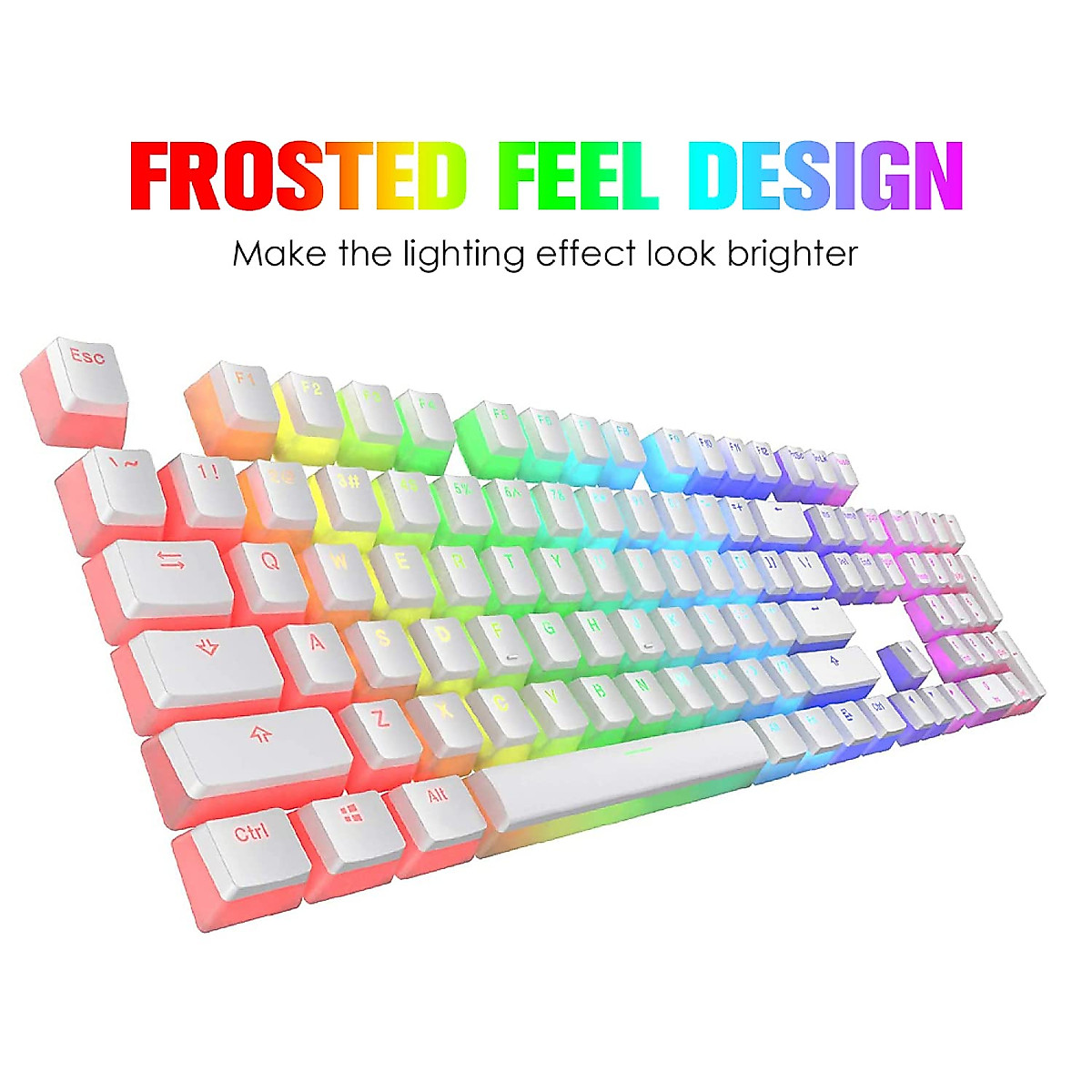 LexonElec Pudding Keycaps,Double Shot PBT Keycap Set with Translucent Layer for DIY RGB LED Backlit Gaming Mechanical Keyboards,Full 108 Key Set,OEM Profile,US Layout(White)