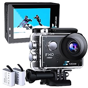 Xilecam Action Camera 1080P WiFi Sports Camera 4xZoom Action Camera 40m/131ft Underwater Waterproof with 2 X1050 mAh Batteries and Multi-Function Accessory