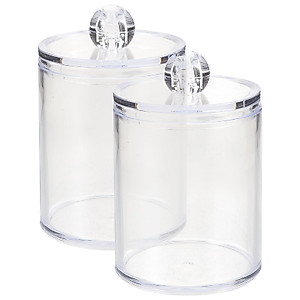 Cabilock 2 Pcs Acrylic storage box acrylic storage container Cotton Pad Holder plastic swab storage jar Makeup Cotton Round Holder Make Up Pads Holder holder Bracket box cosmetic