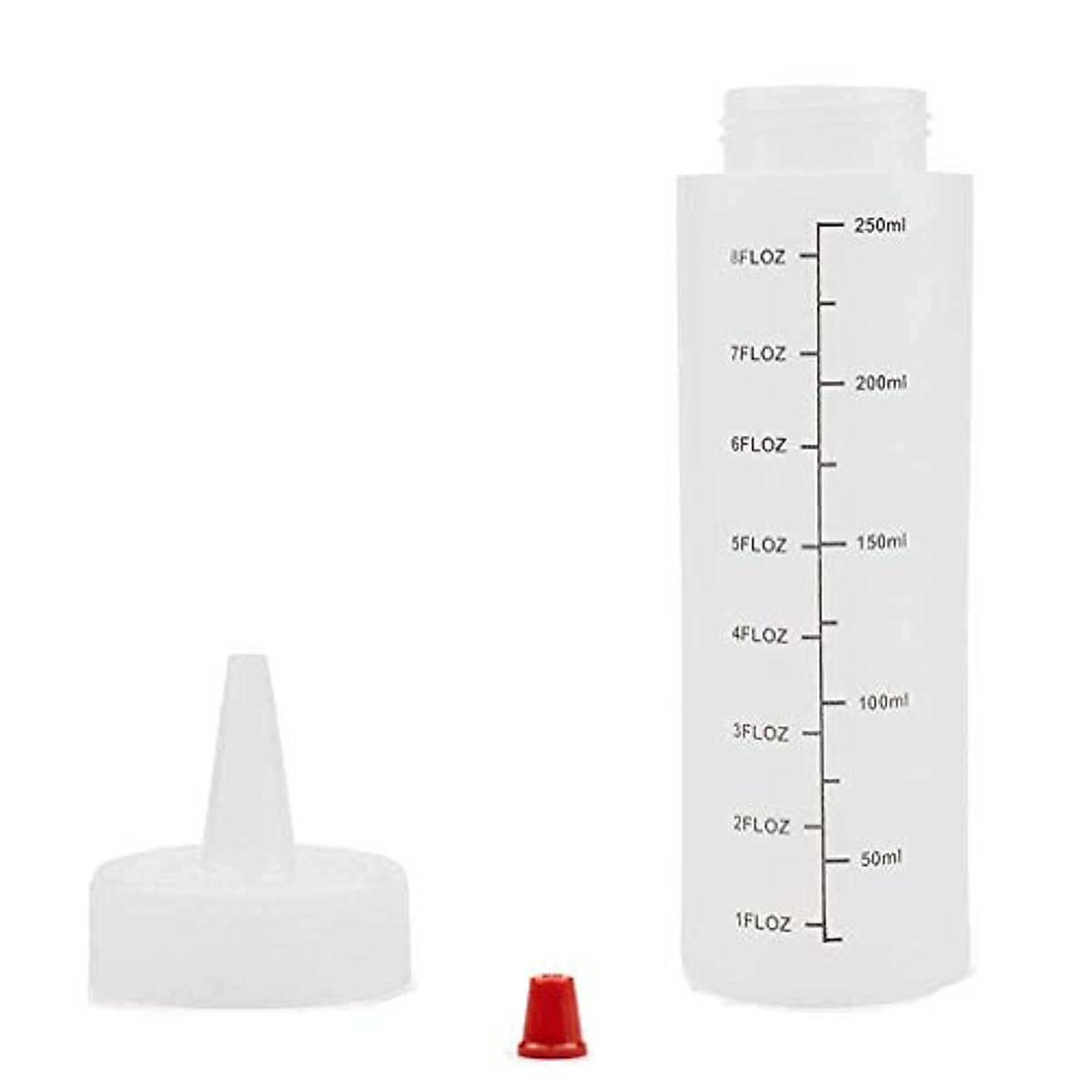 12 Pack 8 oz Plastic Squeeze Bottles,Polyethylene Durable Plastic,Clear Bottles,Red Cap,for Ketchup,Condiments,BBQ Sauce,Dressing,Barbecue,Grilling,Crafts,Syrup and More