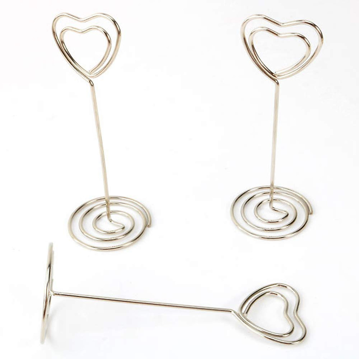 lasenersm 10 PCS 3.3 Inch Wedding Table Card Number Holders Table Card Photo Menu Name Display Stand Holder for Wedding Banquet Party, Silver Color