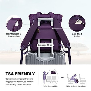 LOVEVOOK Laptop Backpack for Women 15.6 inch,Quilted Convertible Backpack Tote Laptop Computer Work Bag,Cute Women Travel Backpack Purse College Teacher Carry on Back pack with USB Port,Solanum Purple