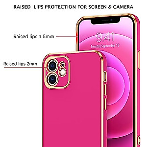 Telaso iPhone 12 Case, Hot Pink, Plastic, Slim Shockproof Protective Cover with Separate Love Heart Kickstand Holder, for Women