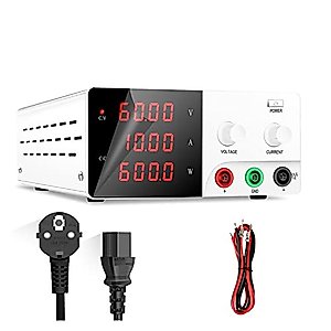 DC Power Supply, 60V 10A High Precision Variable Switching Adjustable DC Laboratory Regulator Power Supply Voltage Regulator Switch,Electroplating DIY