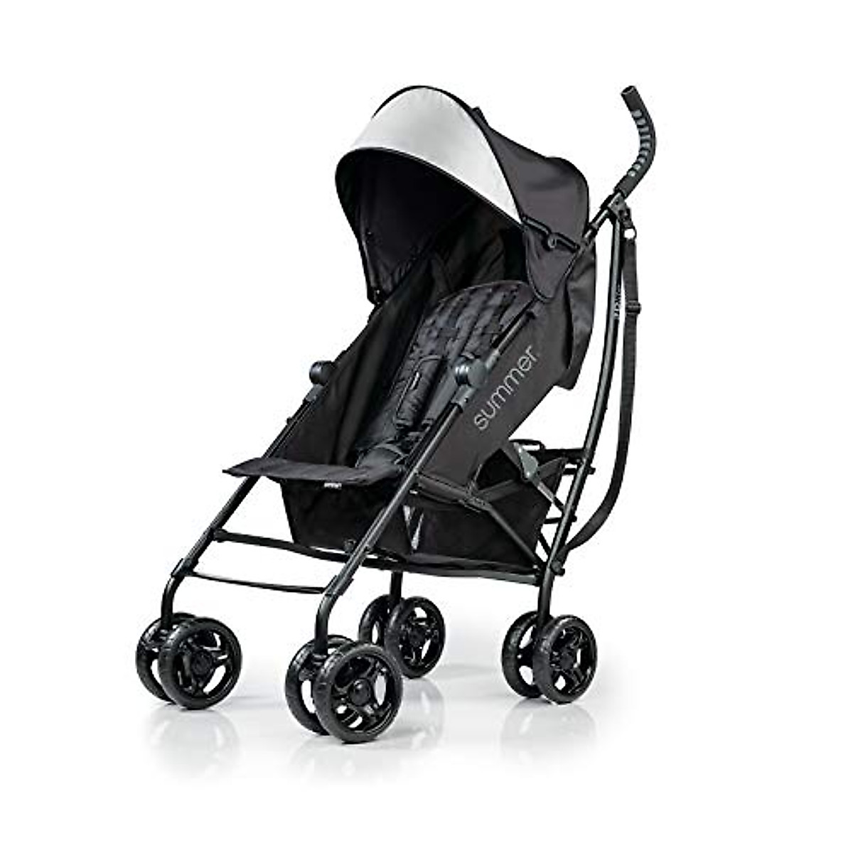 Summer 3Dlite Convenience Stroller, Jet Black - Lightweight Stroller with Aluminum Frame, Large Seat Area, 4 Position Recline, Extra Large Storage Basket - Infant Stroller for Travel and More