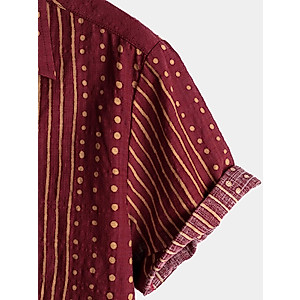 VATPAVE Mens Casual Short Sleeve Button Down Shirts Regular Fit Hawaiian Summer Shirts X-Large WineRed