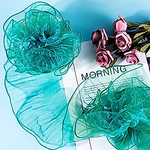 OIIKI Ruffle Pleated Organza Lace Trims 5 Yards, Organza Chiffon Ruffled Fabric Trim, Tulle Ruffle Lace Border for Craft Sewing Dress Bag Decoration Applique Trimming Gradient Yellow Blue