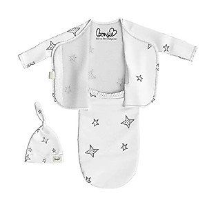 Bonsie Skin to Skin Babywear Baby Bag Set - White Baby Gown with Hat - Stars (0-3 Months)
