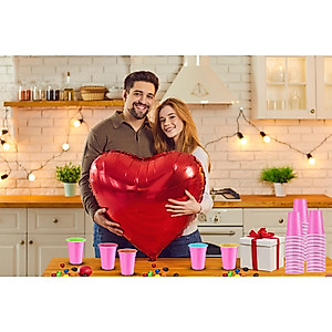 cssopenss 120 pcs 16 oz Pink plastic cups Pink plastic Disposable Cups 16 oz pink Party Cups for drinking Tastings served Snacks Barbecues Picnics