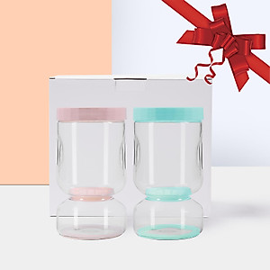 ZENS Glass Pickle Jar with Strainer Flip, 2 Pack 51oz Anti-Slip Large Pickle Container, Airtight Hourglass Pickle Juice Separator Canning Jar for Storage Olive, Gherkin, Dill Sliced Pickles.