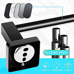 4-PCS Bathroom Hardware Set, Matte Black Bathroom Hardware Set, 16IN Towel Bar Set 304 Stainless Steel, Towel Rack Set Wall Mounted, Hand Towel Bars, Toilet Paper Holder, Towel Ring, Robe Towel Hook