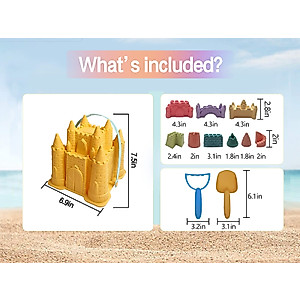 IOKUKI Beach and Sand Castle Kit, 12 PCS Sand Toys for Kids Outdoor with Sand Castle Bucket, Molds, Rake and Shovel, Great Toys for Beach