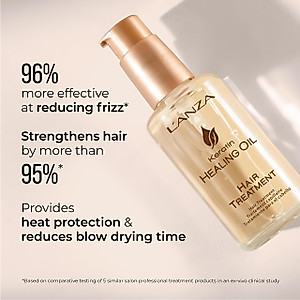 L'ANZA Keratin Healing Hair Oil Treatment, Keratin Hair Treatment, Hair Oil For Damaged Hair, Revives & Nourishes, Sulfate Free Healing Oil for Hair with Phyto IV Complex, Cruelty Free Hair Care