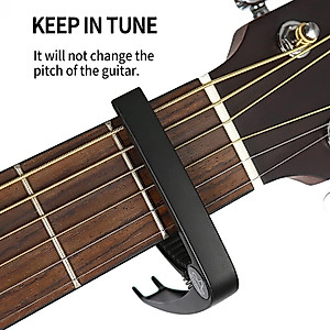 AODSK Capo for Electric Guitar Acoustic Guitar String Steel Ukulele Capo Metal Material Black with 3 pick