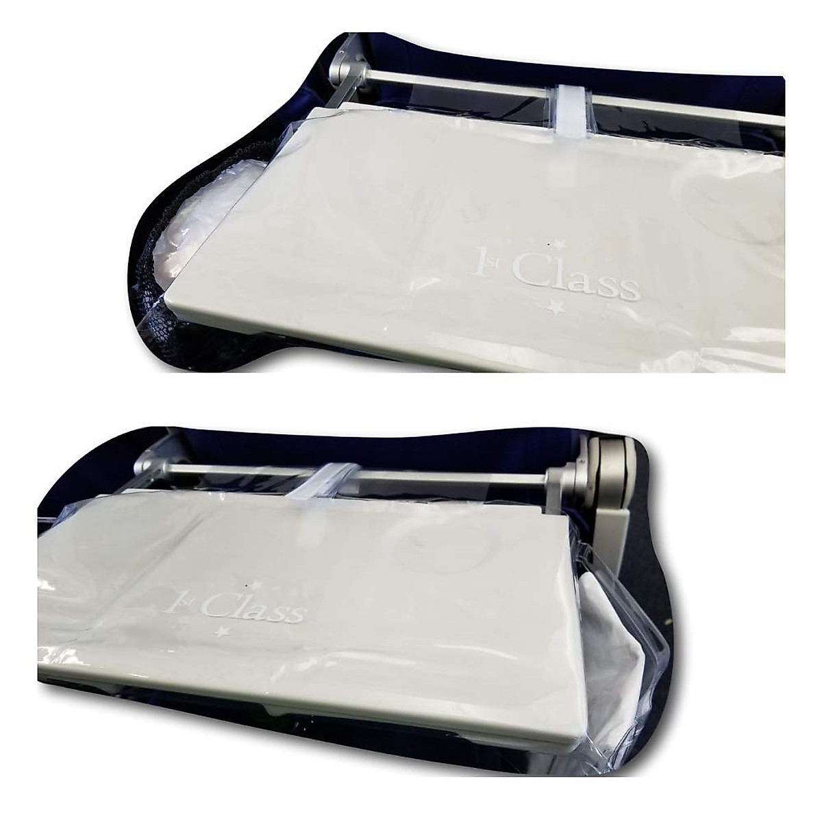 1st Class Kid Plane Pocket & Tray Table Cover Bag Set | Universal In-Flight Phone Holder | Hands-free Phone Mount with Flexible Rotation for Airplane, Phone Stand for Desk | Travel Hack Must Haves