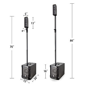 PRORECK CLUB 2000 10-inch 1000W Powered PA Loud Speaker System Combo Set With DSP, TWS Bluetooth, Column Array Speaker And 10 inch Subwoofer for meeting, speeches, churches, performances, DJ Gig, Live