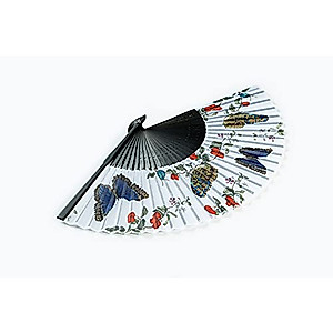 Salutto Handheld Floral Pattern Fabric Fans Summer Cools Perfect for Weddings, Parties and Church Events Butterfly