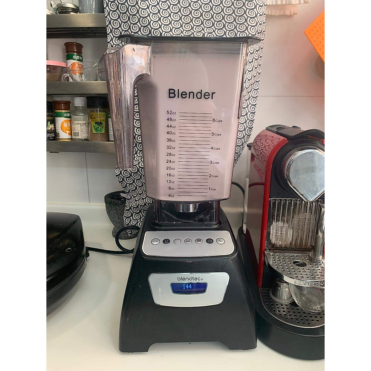 OYSTERBOY Premium Quality Replacement Parts Compatible for Blendtec Jar 90 oz 3 Quarts Professional/Commercial Grade Blender Jar with Stainless Steel Blade, Gripped Vented Lid, BPA-free, Grey